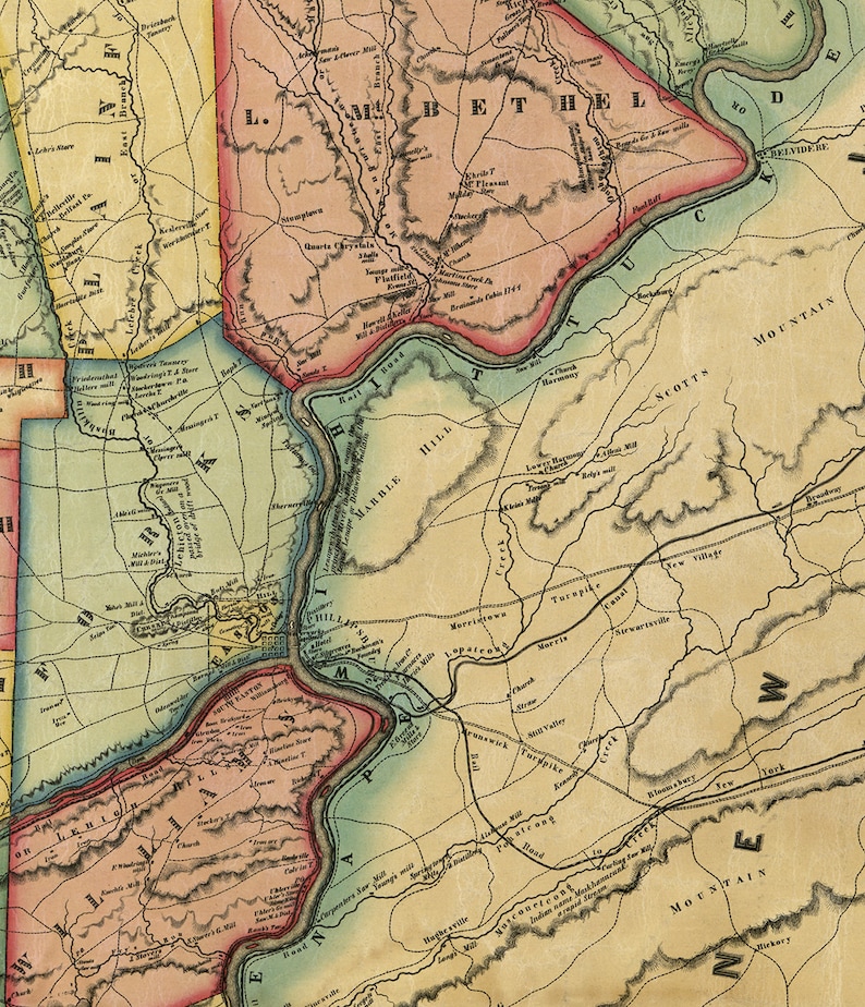 Map of Northampton County. Pennsylvania PA 1851. Restoration - Etsy