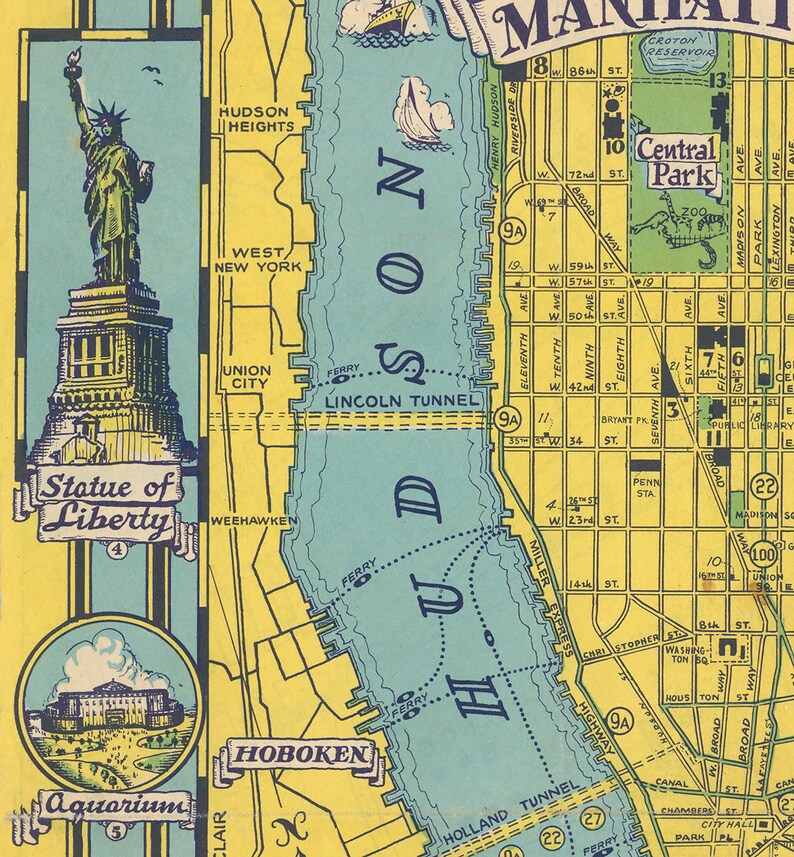Map of New York City 1939. Vintage Reproduction Historic | Etsy