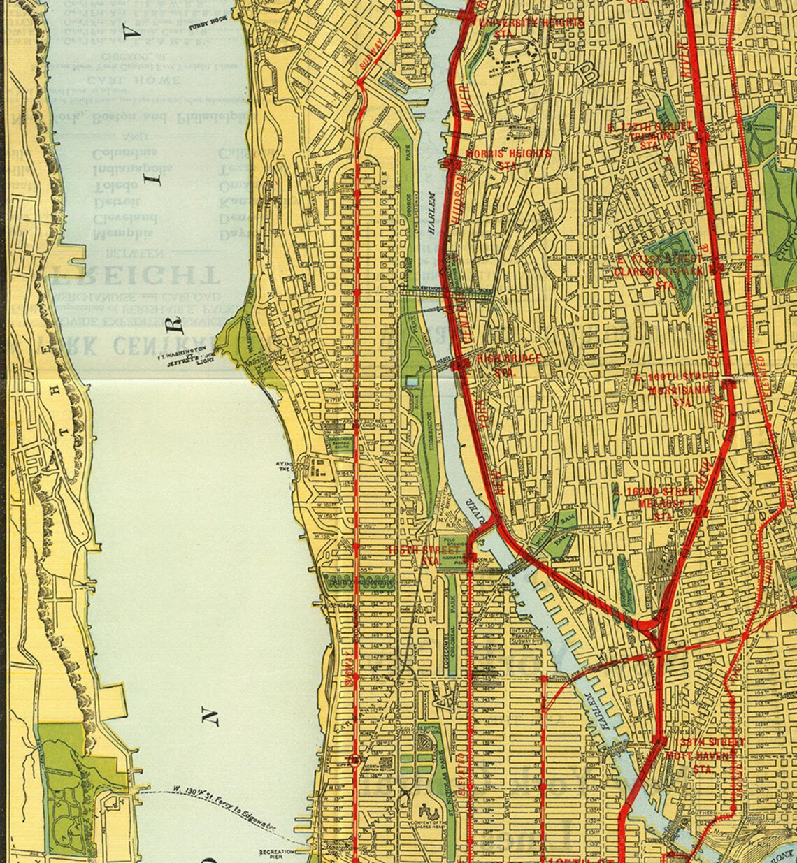 Map of New York Central Line 1918. the Heart of Grand Central - Etsy