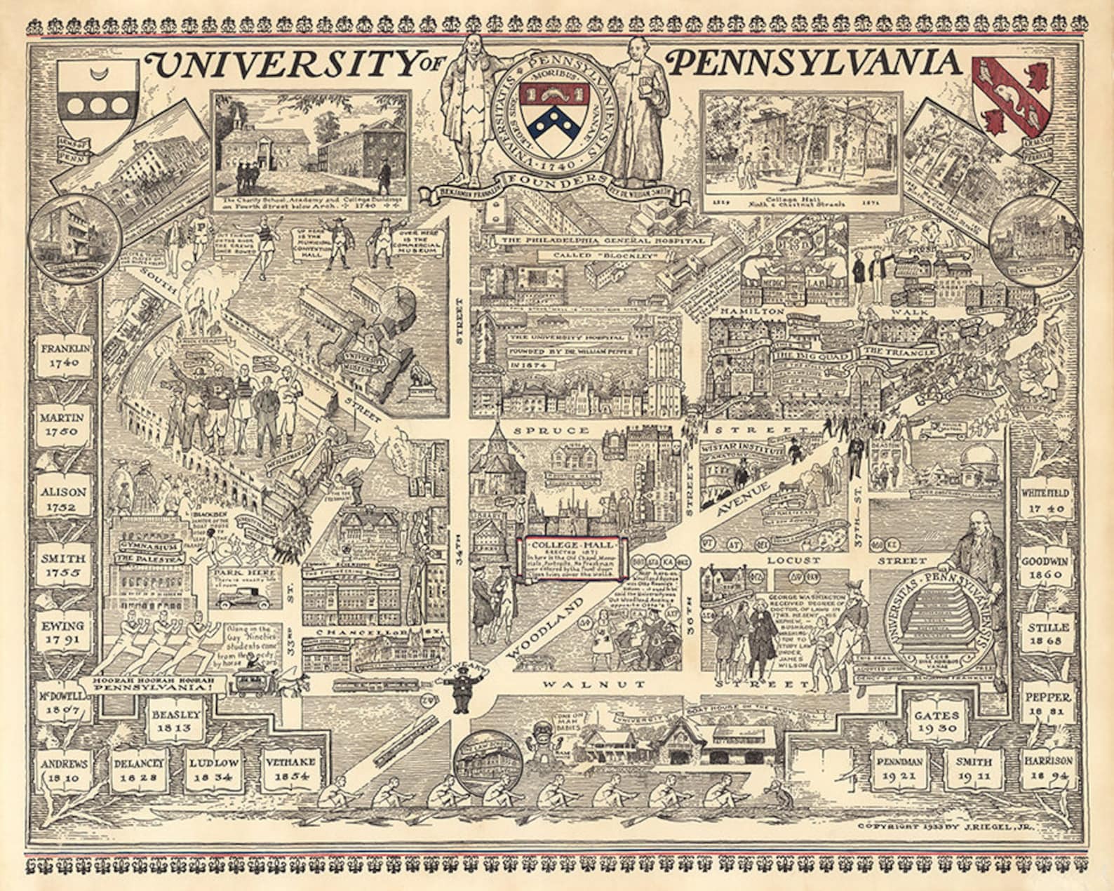 Map of University of Pennsylvania Upenn. Home Deco Style Old - Etsy