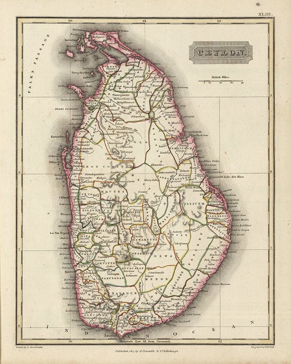 Mapa de Sri Lanka Ceilán 1817 Vintage casa Deco estilo - Etsy España