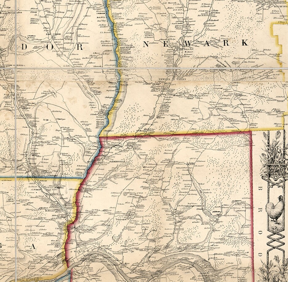 Map of Tioga County New York NY 1855 Restoration Hardware - Etsy Canada