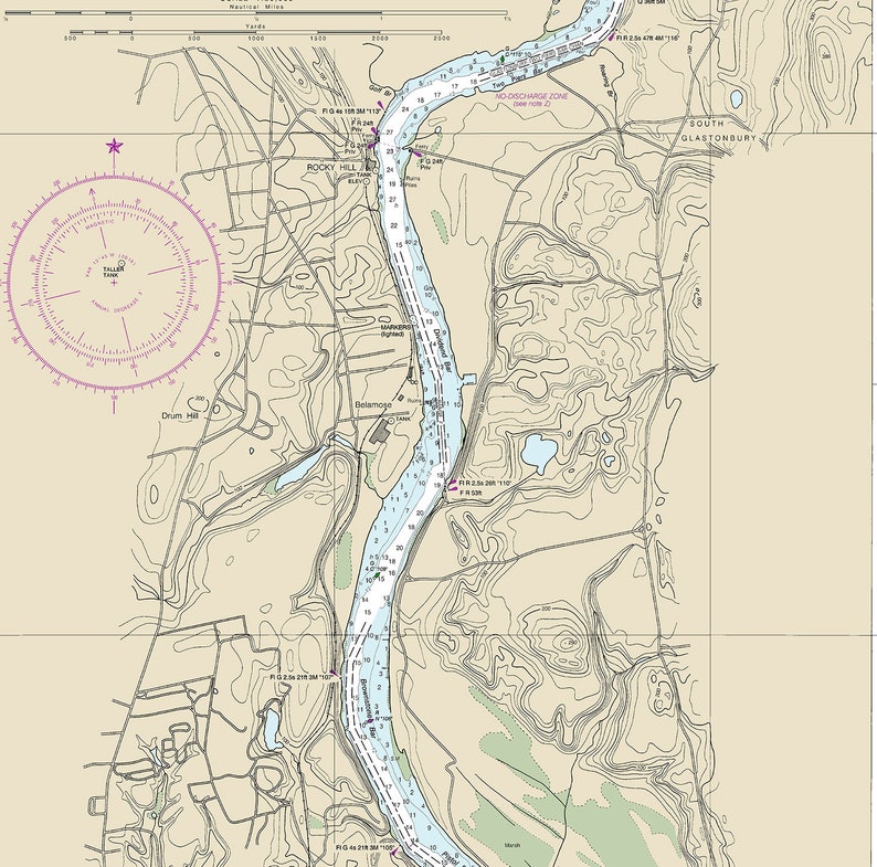 Nautical Charts of Connecticut River Booking Rock to | Etsy