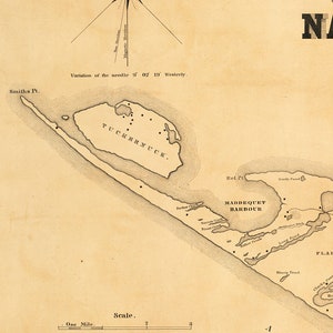Map of Nantucket, Including Tuckernuck, Massachusetts Ma., 1838 ...