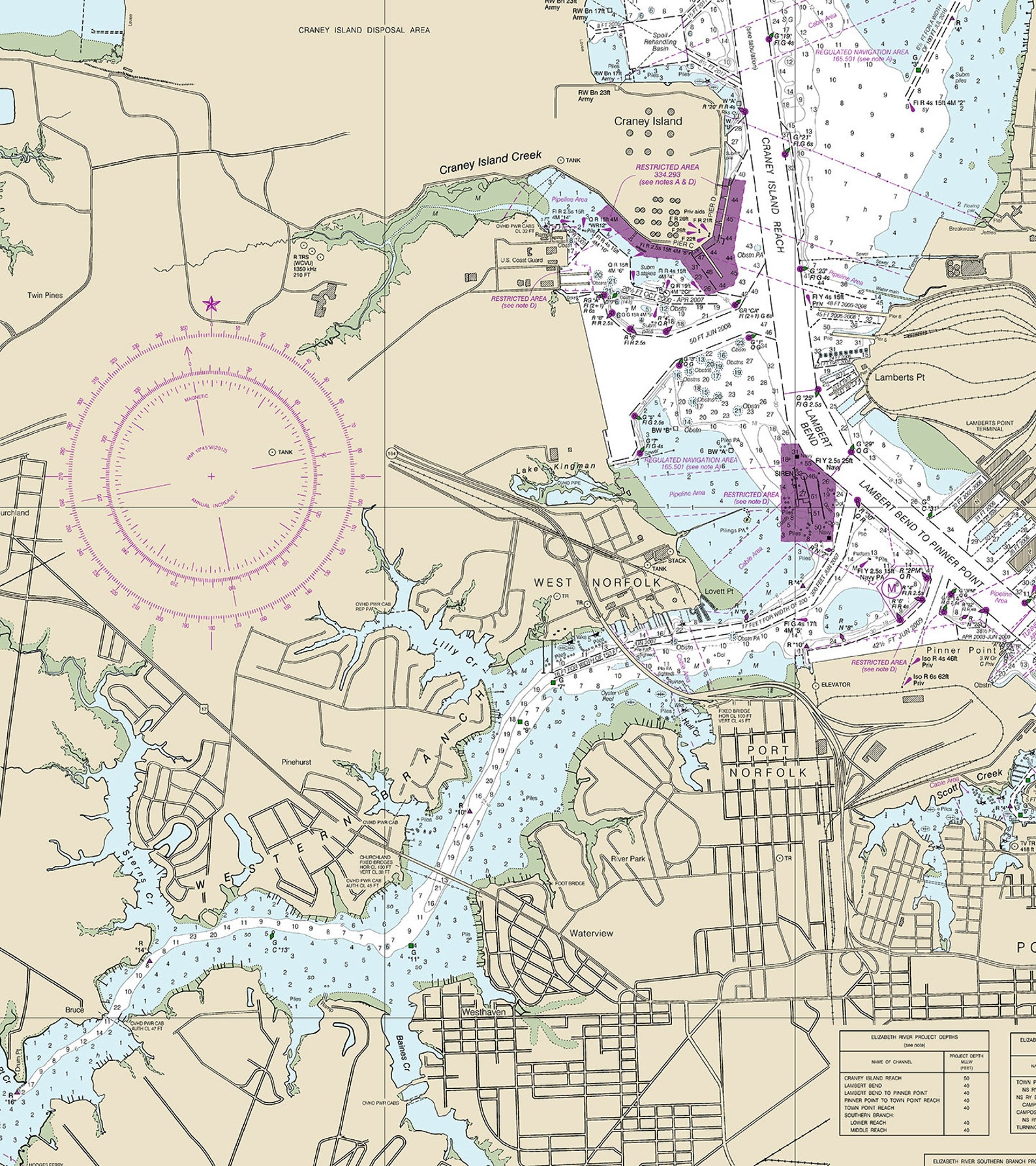 Nautical Charts of Norfolk Harbor and Elizabeth River - Etsy