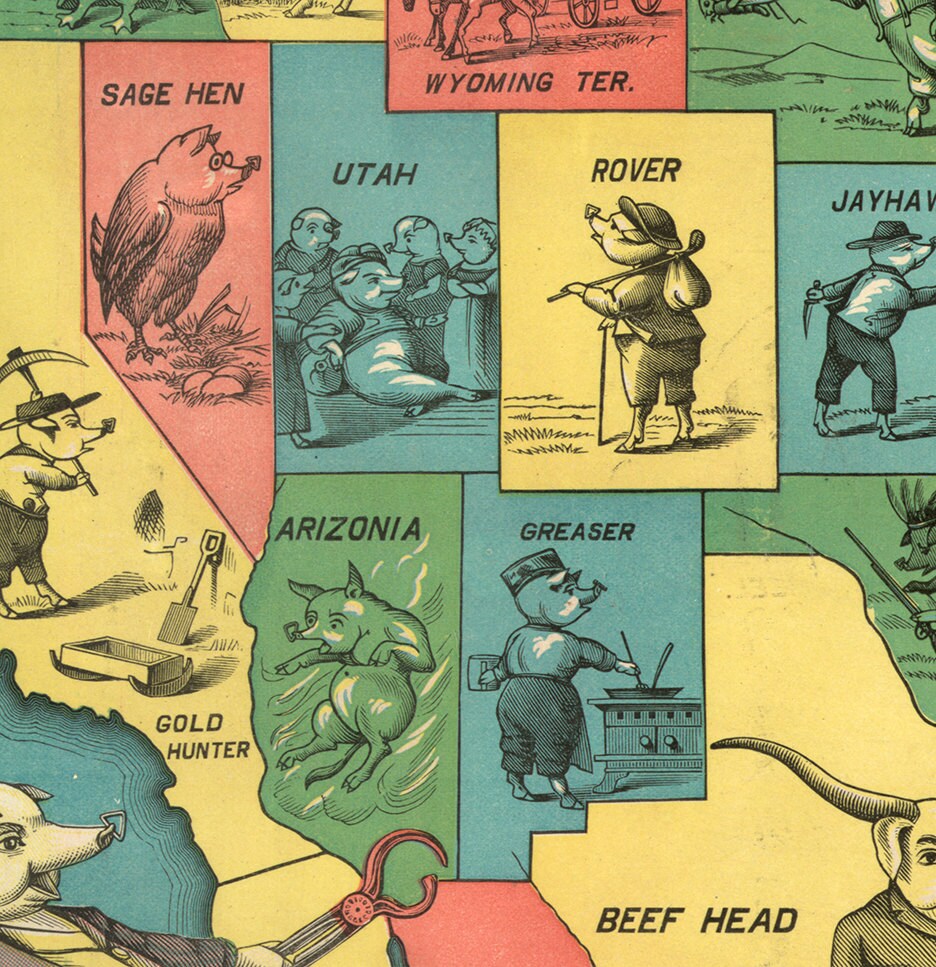 Humor Nicknames of the States Advertisment by HW Hill and | Etsy