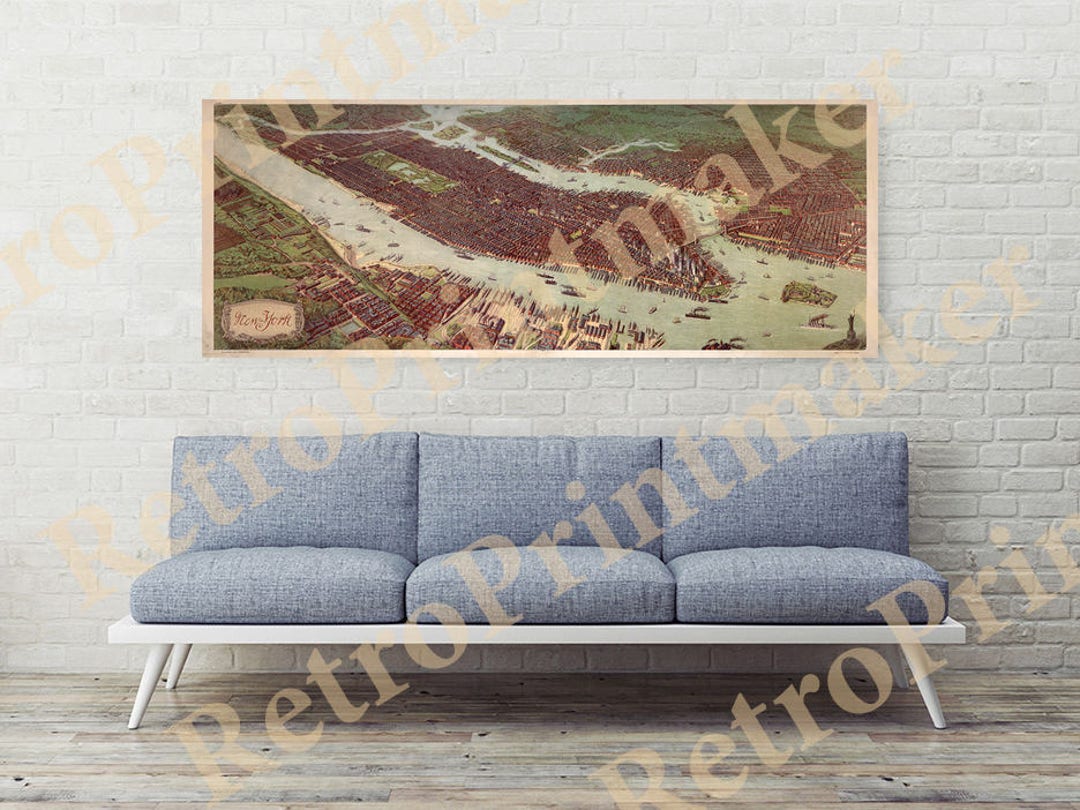 Pictorial Map of the New York, 1908. Vintage Restoration Hardware Home ...