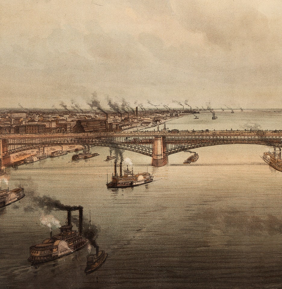 Map of Eads Bridge of St. Louis Missouri and Illinois. | Etsy