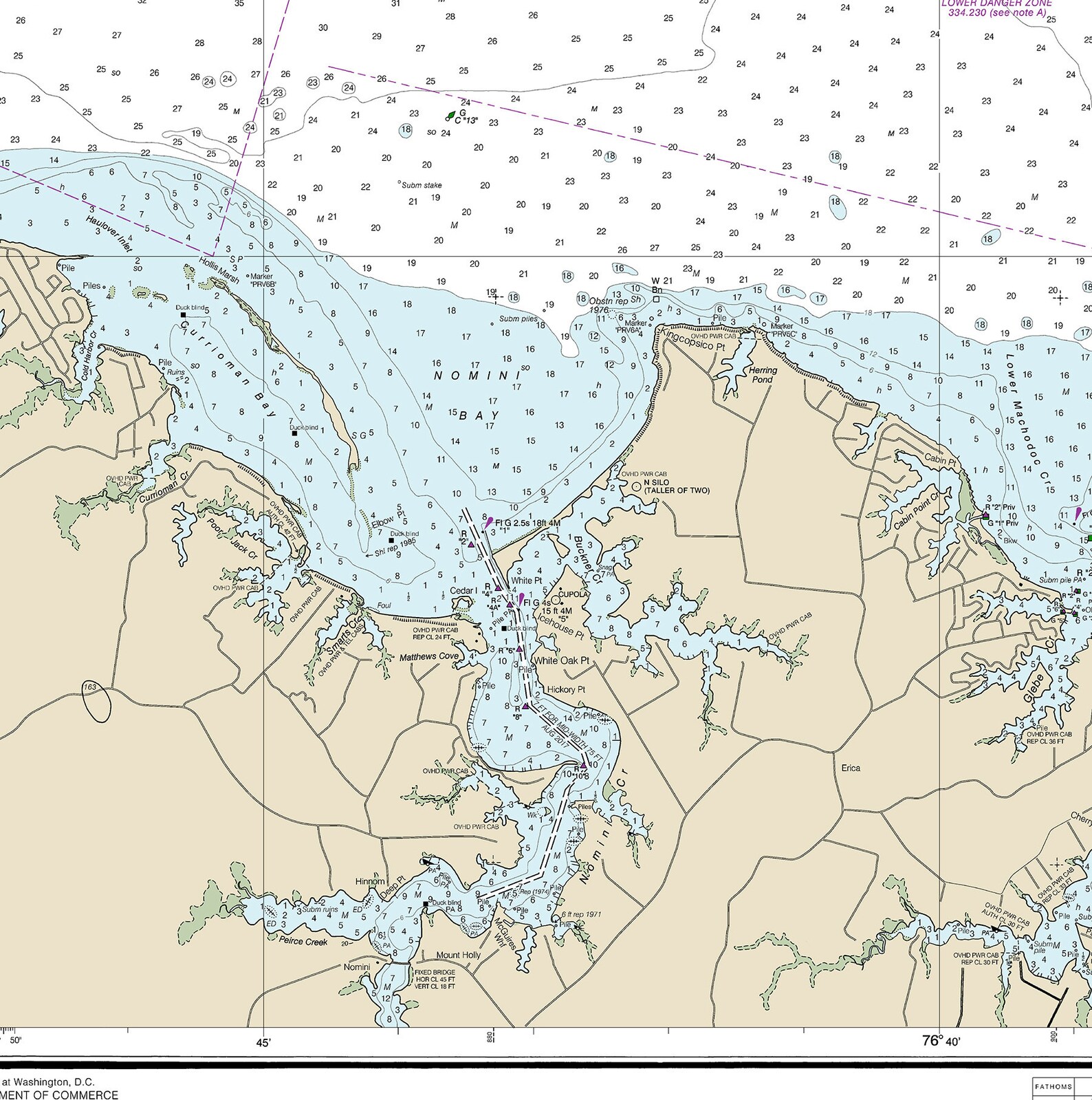 NOAA Nautical Charts of Potomac River Piney Point to Lower Cedar Point ...
