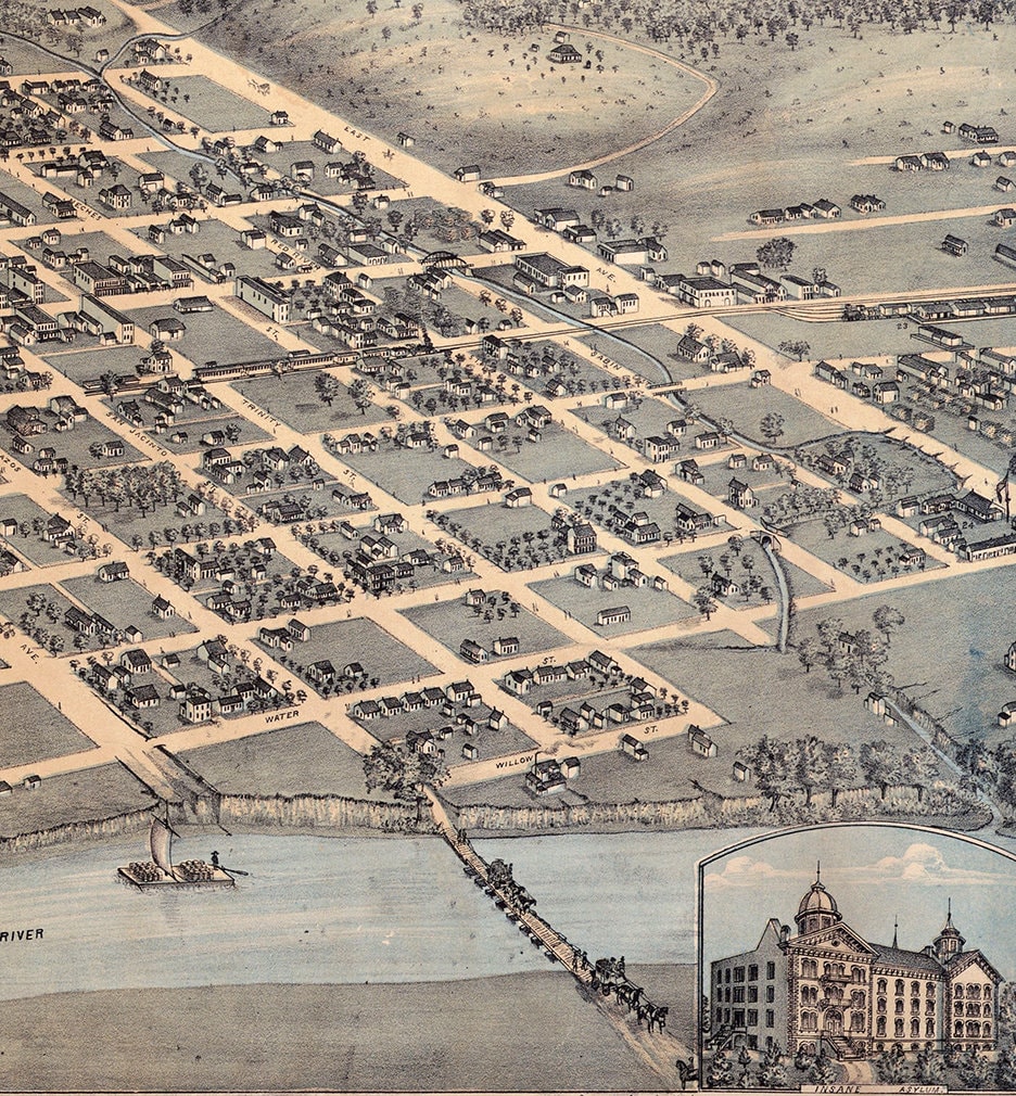 Map of Austin Travis County Texas TX ... 1873s. Vintage | Etsy