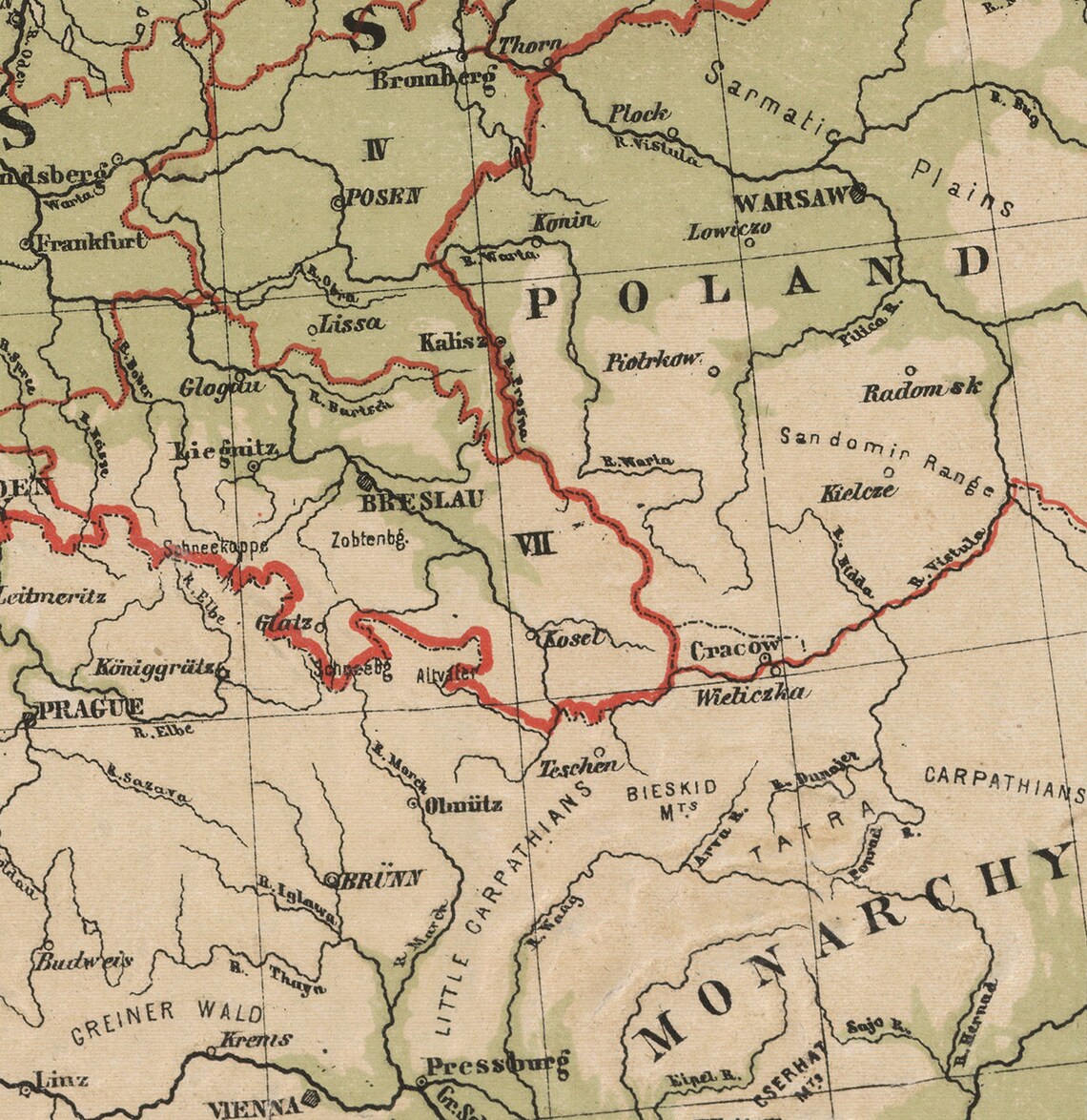 Map of Germany, 1880. Vintage Home Deco Style Old Wall Reproduction Map ...