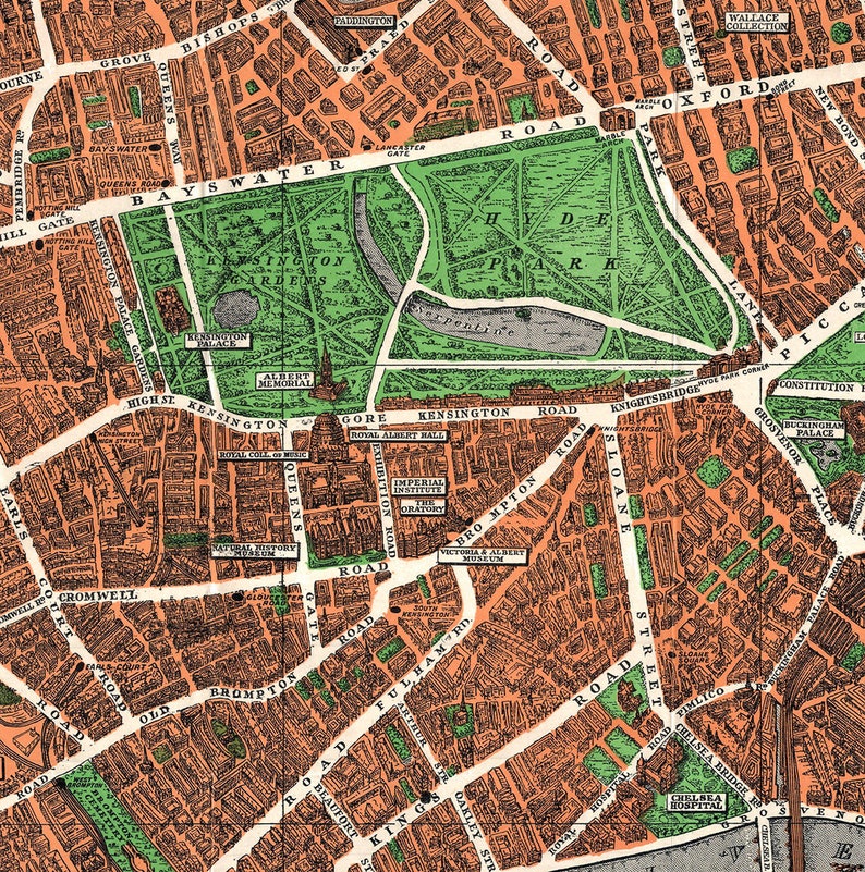 Pictorial Map of London England U.K. 1925. Vintage | Etsy