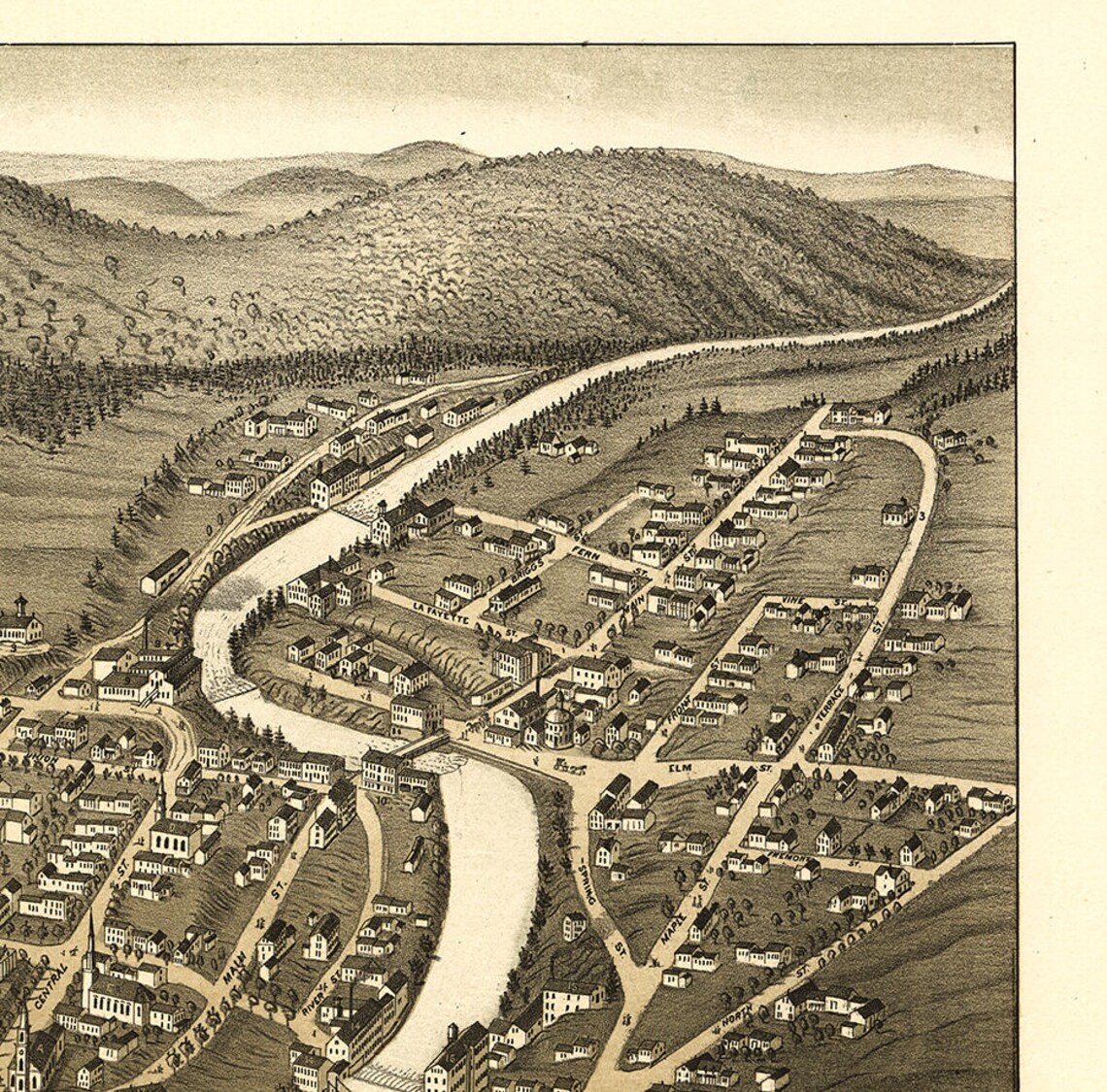 Map of Claremont Sullivan County New Hampshire NH 1877. - Etsy