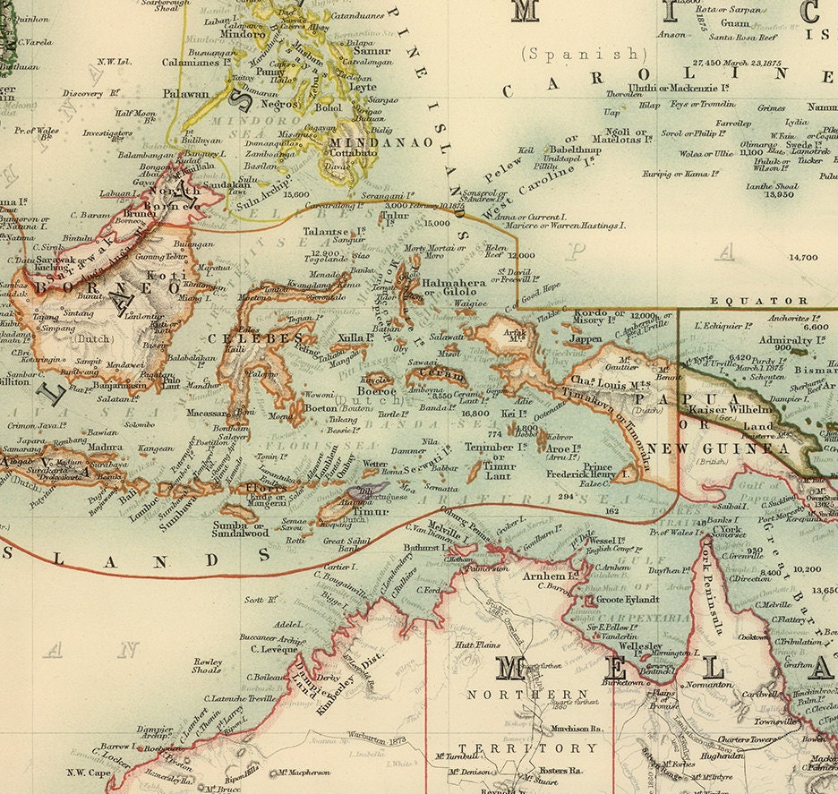 Map of Oceania (oceanica), 1893. Restoration Hardware Home Deco Style ...