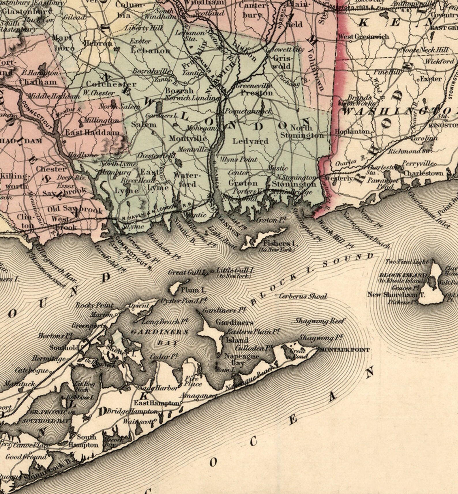 Map of Connecticut With Portions of New York , Long Island, Hudson ...