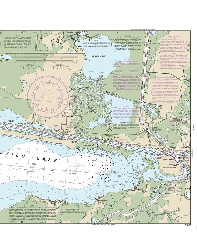 Calcasieu River and Lake Louisiana Nautical Wall Art Reproduction NOAA ...