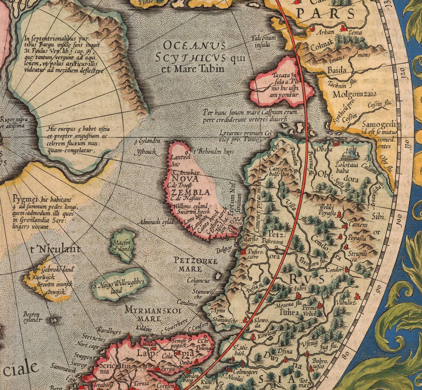 Map of 1595 Flat Earth Map - Septentrionalium Terrarum North Pole ...