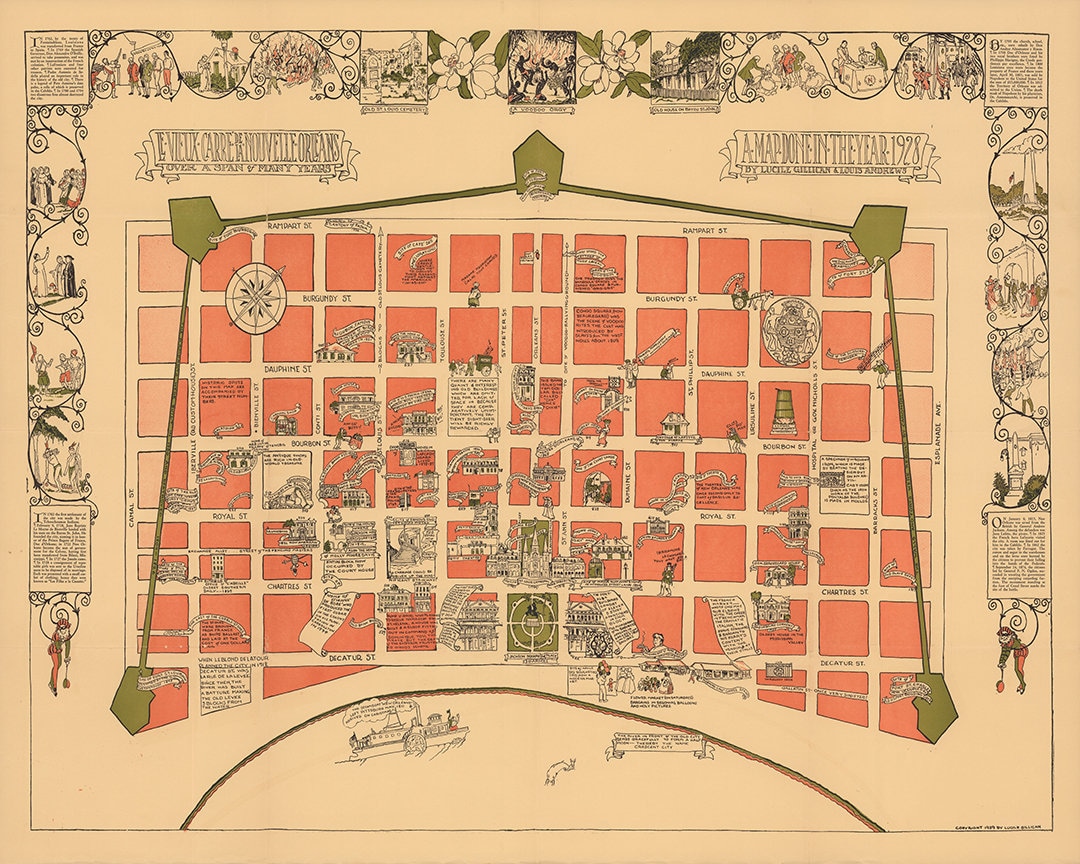 Map of French Quarter (vieux Carré / Barrio Francés) in New Orleans ...