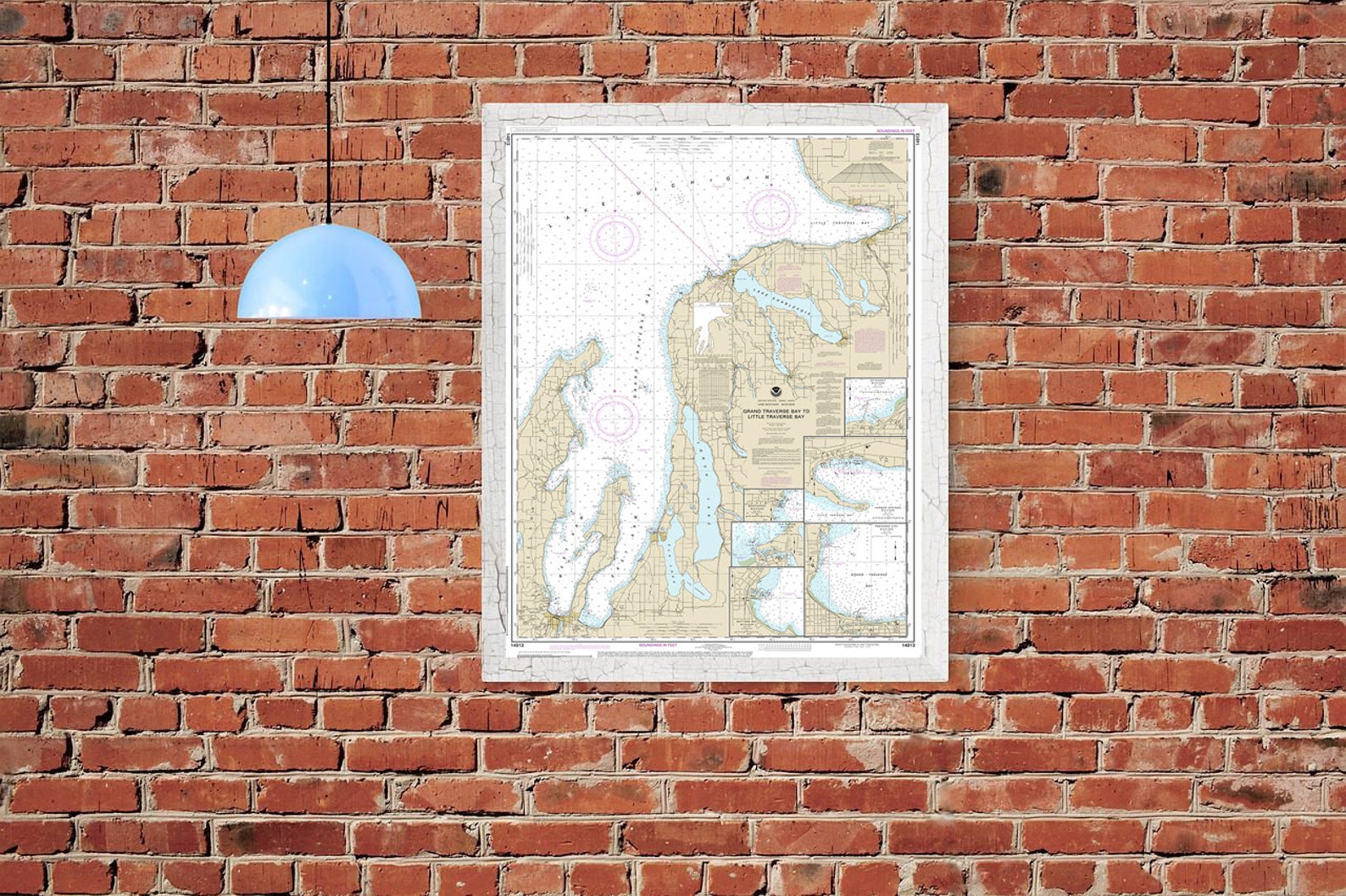 Nautical Chart of Grand and Little Traverse Bay. Lake Michigan - Etsy