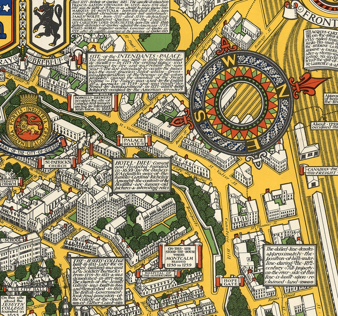 Pictorial Map of Quebec With Historical Notes. Vintage Home - Etsy