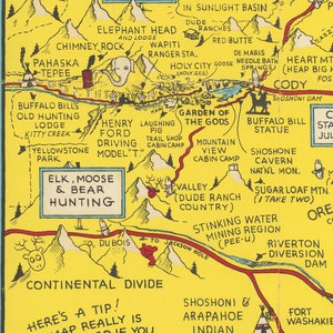 Map of the Red Lodge - Cooke Highway. Vintage Home Deco Style Old Wall ...