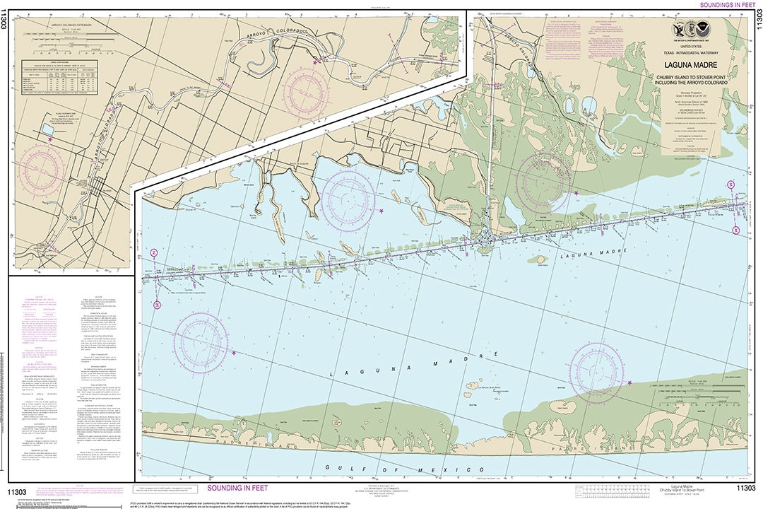 Nautical Charts of Laguna Madre. Chubby Island to Stover Point, Arroyo ...