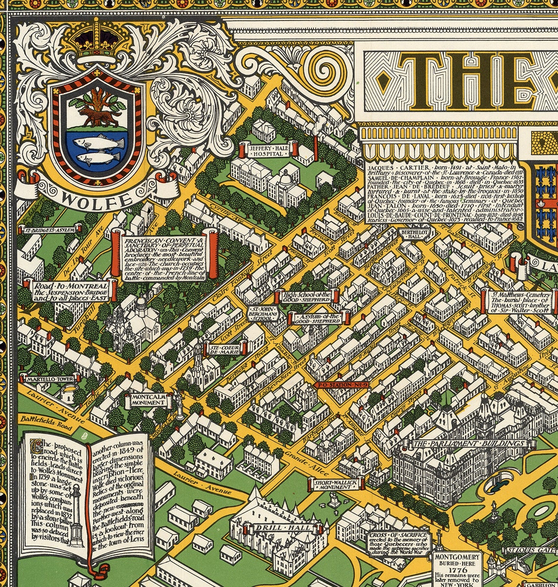 Pictorial Map of Quebec With Historical Notes. Vintage Home - Etsy
