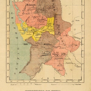 Map of Tepic, Mexico, 1899. Vintage Restoration Hardware Home Deco ...
