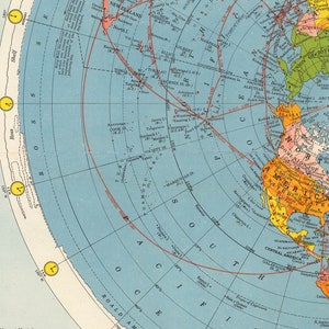 Air Age Map of the World. A Polar Projection Map Print. Vintage ...
