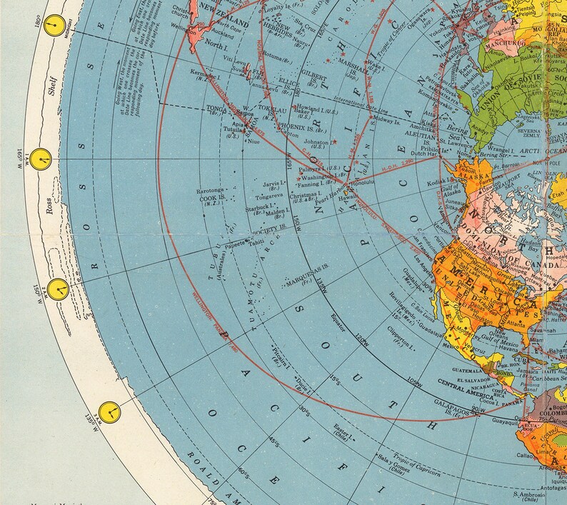 Air Age Map of the World. A Polar Projection Map Print. - Etsy