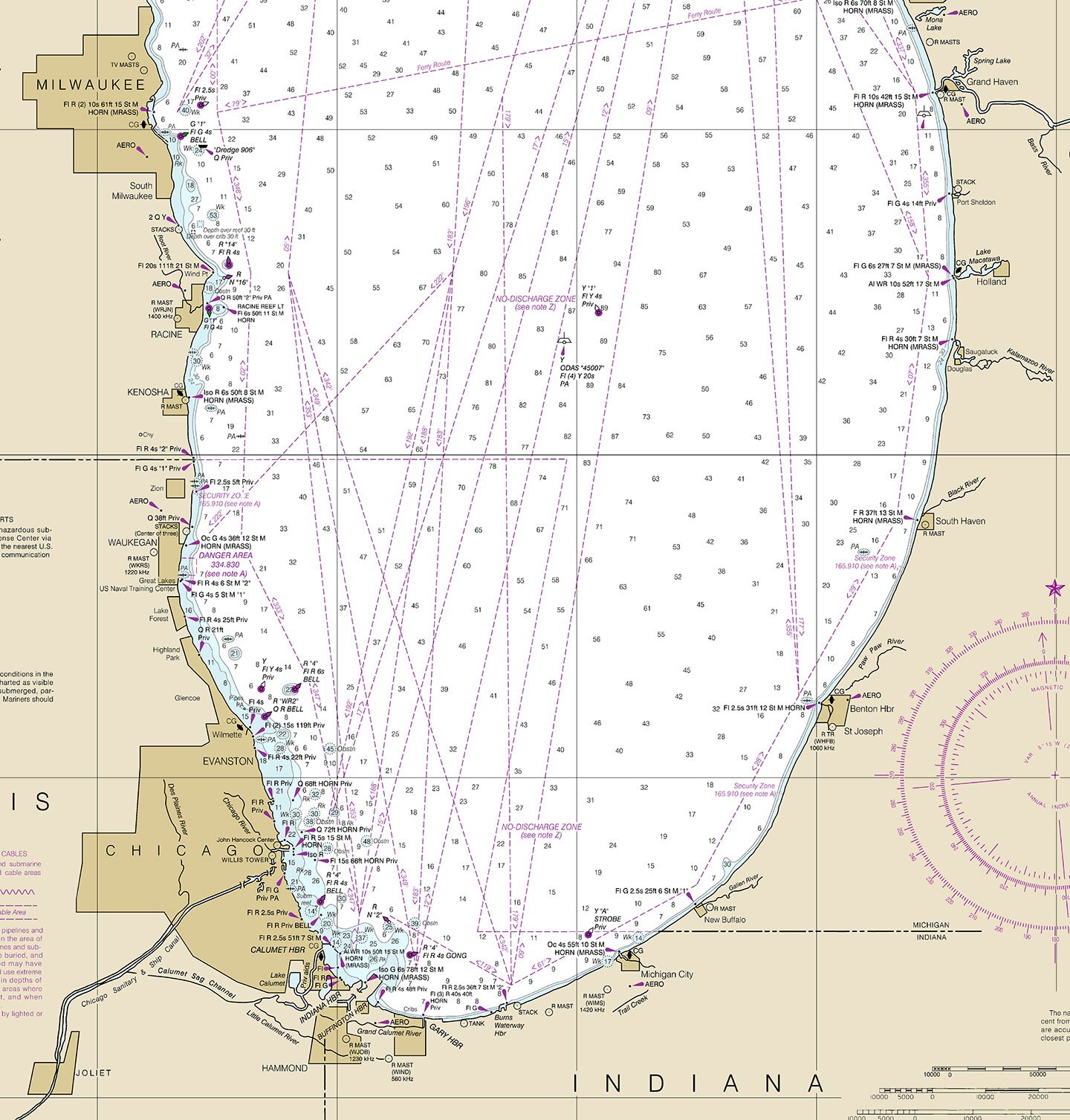 Nautical Charts of Lake Michigan 14901. Home Deco Style Old - Etsy