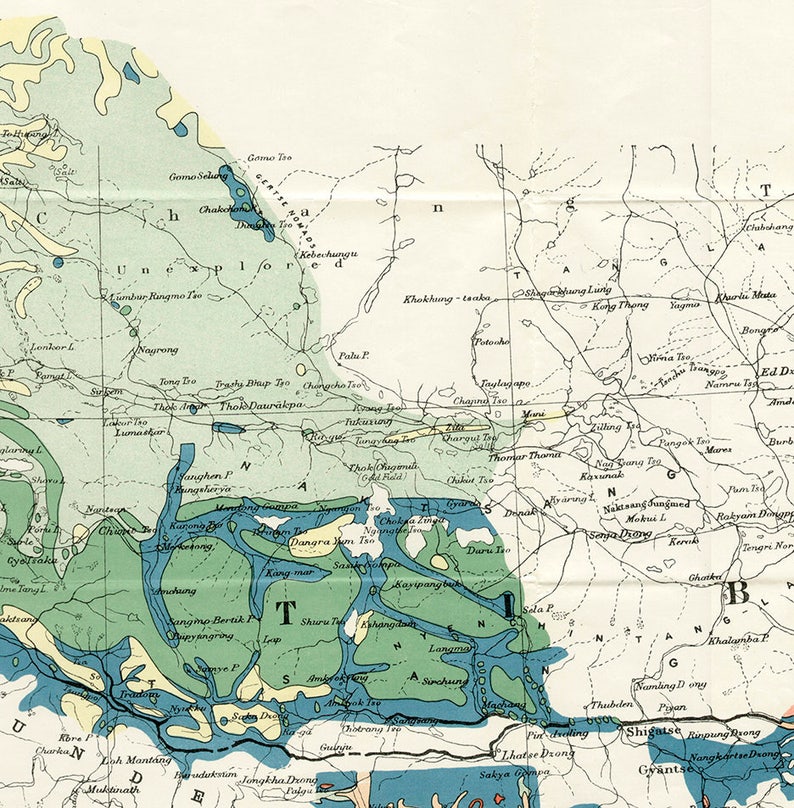 Geological Map of Himalaya and Tibet, 1933 . Restoration Hardware Home ...