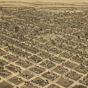 Map of Denison, Texas TX, Grayson County 1891. Vintage Restoration ...