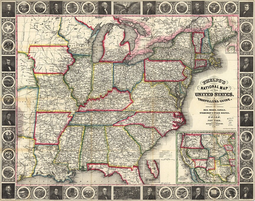 Map of the United States With President Portrait and State | Etsy