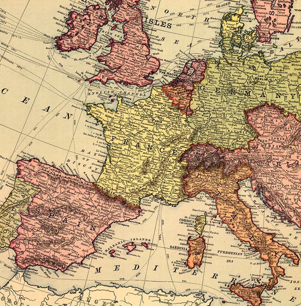 Map of Europe, 1898. Restoration Hardware Home Deco Style Old Wall ...