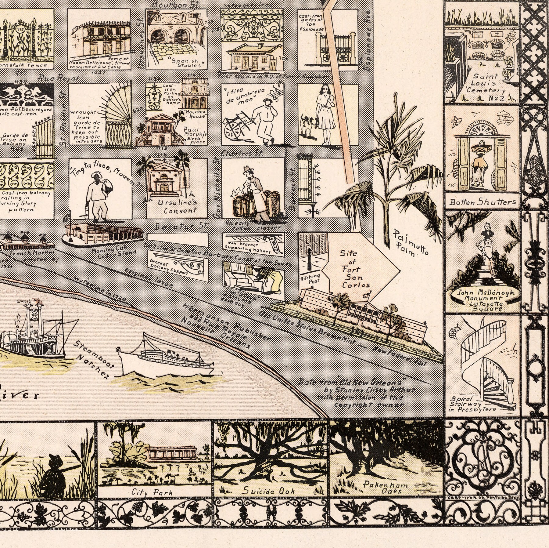 Map of French Quarter (vieux Carré / Barrio Francés) in New Orleans ...