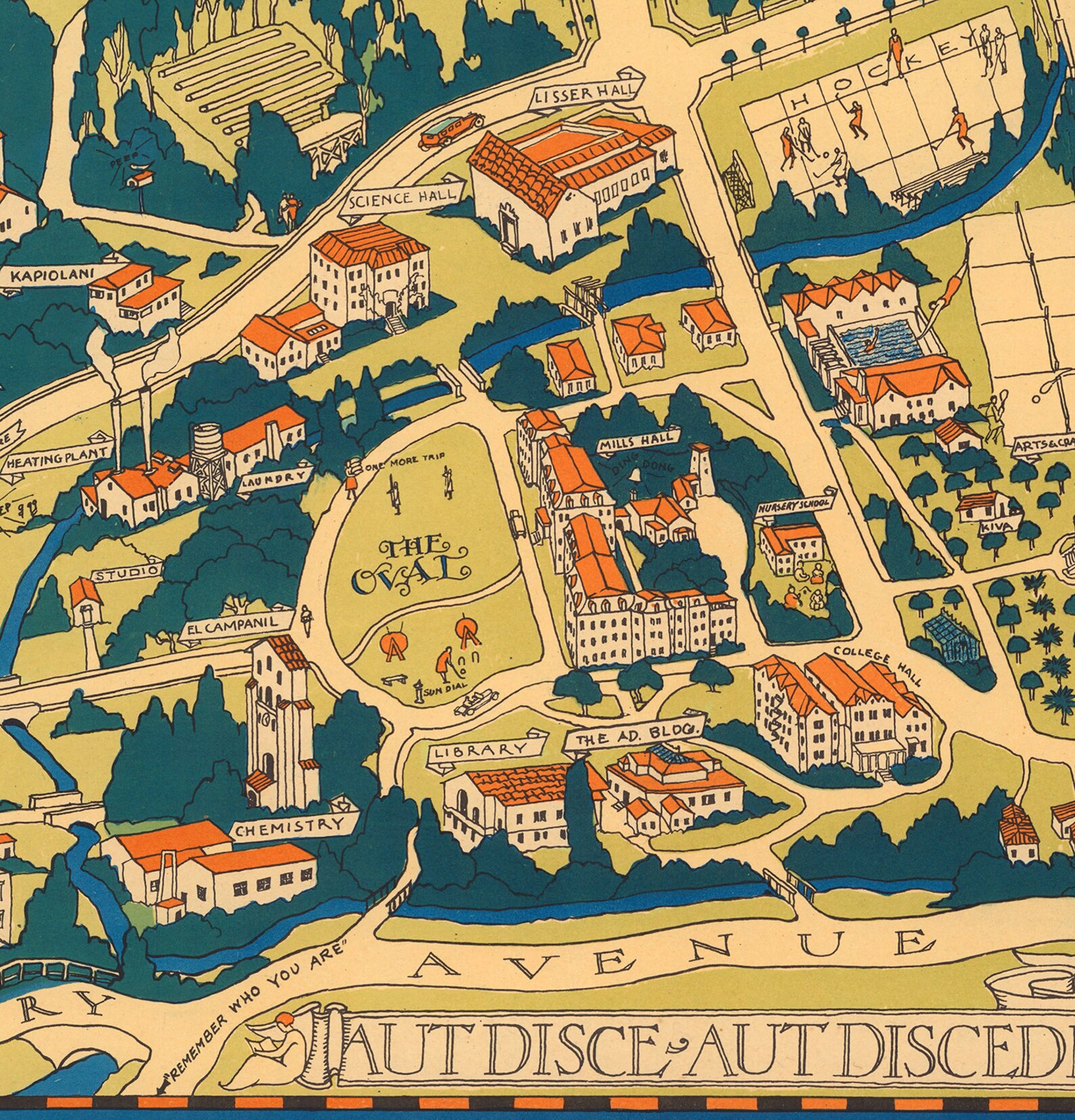 Map of Mills College Oakland CA. Home Deco Style Old - Etsy