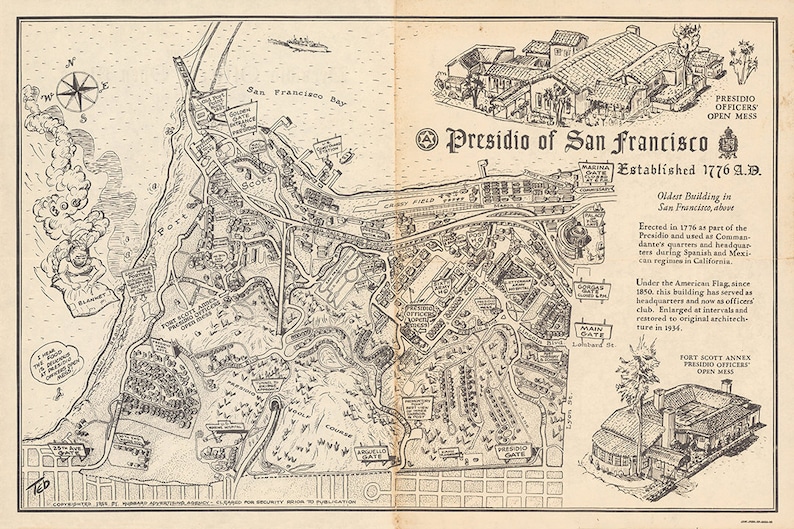 Map of Presidio of San Francisco. Home Decor Map Reproduction - Etsy