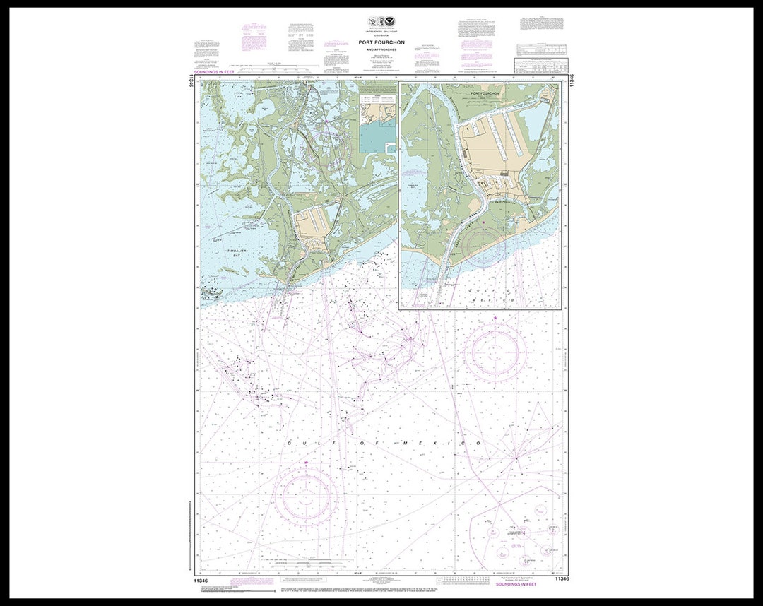 NOAA Nautical Charts of Port Fourchon and Approaches, Louisiana. 11346 ...