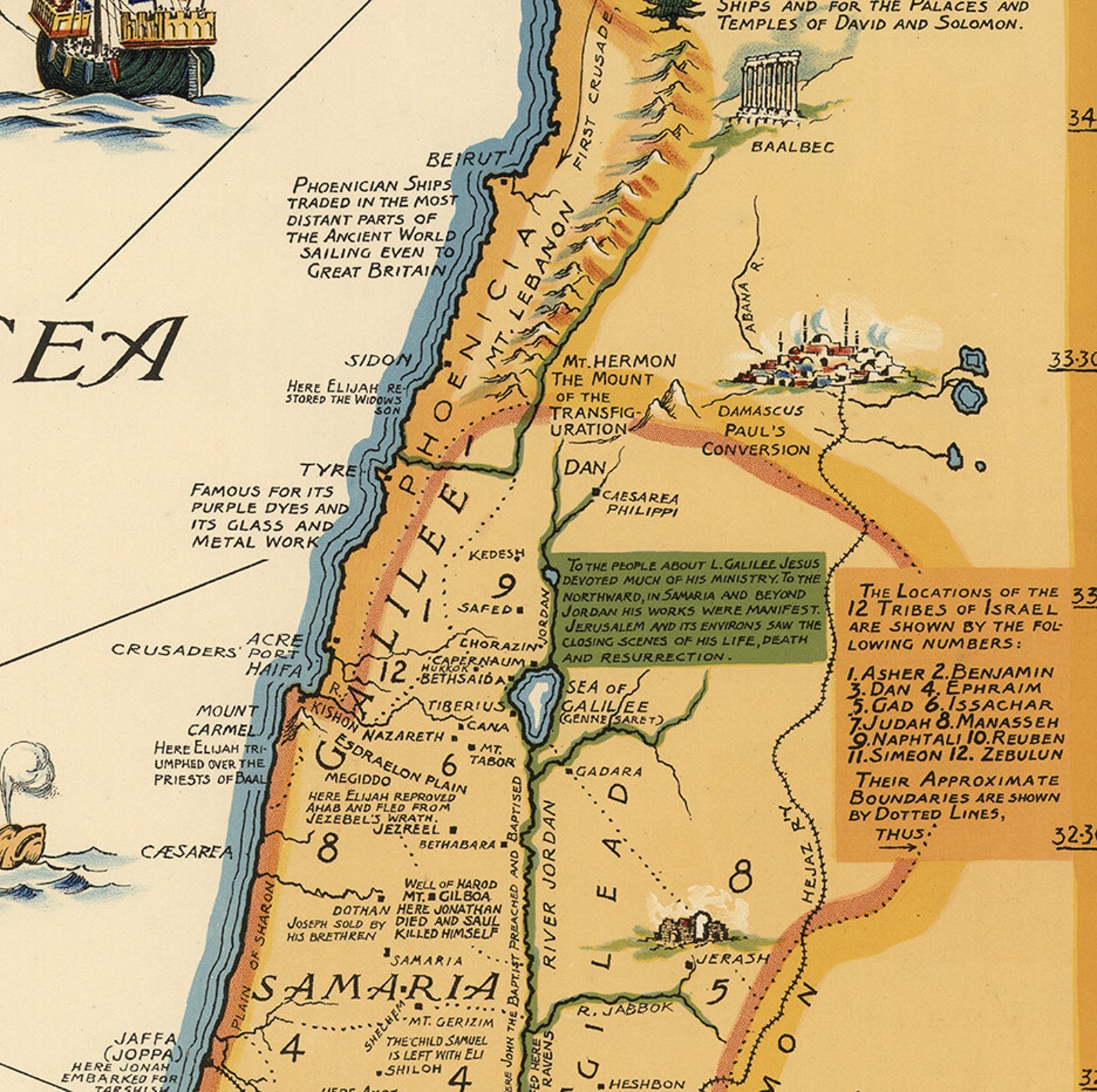 The Picture Map of the Holy Land 1928. Vintage Restoration | Etsy