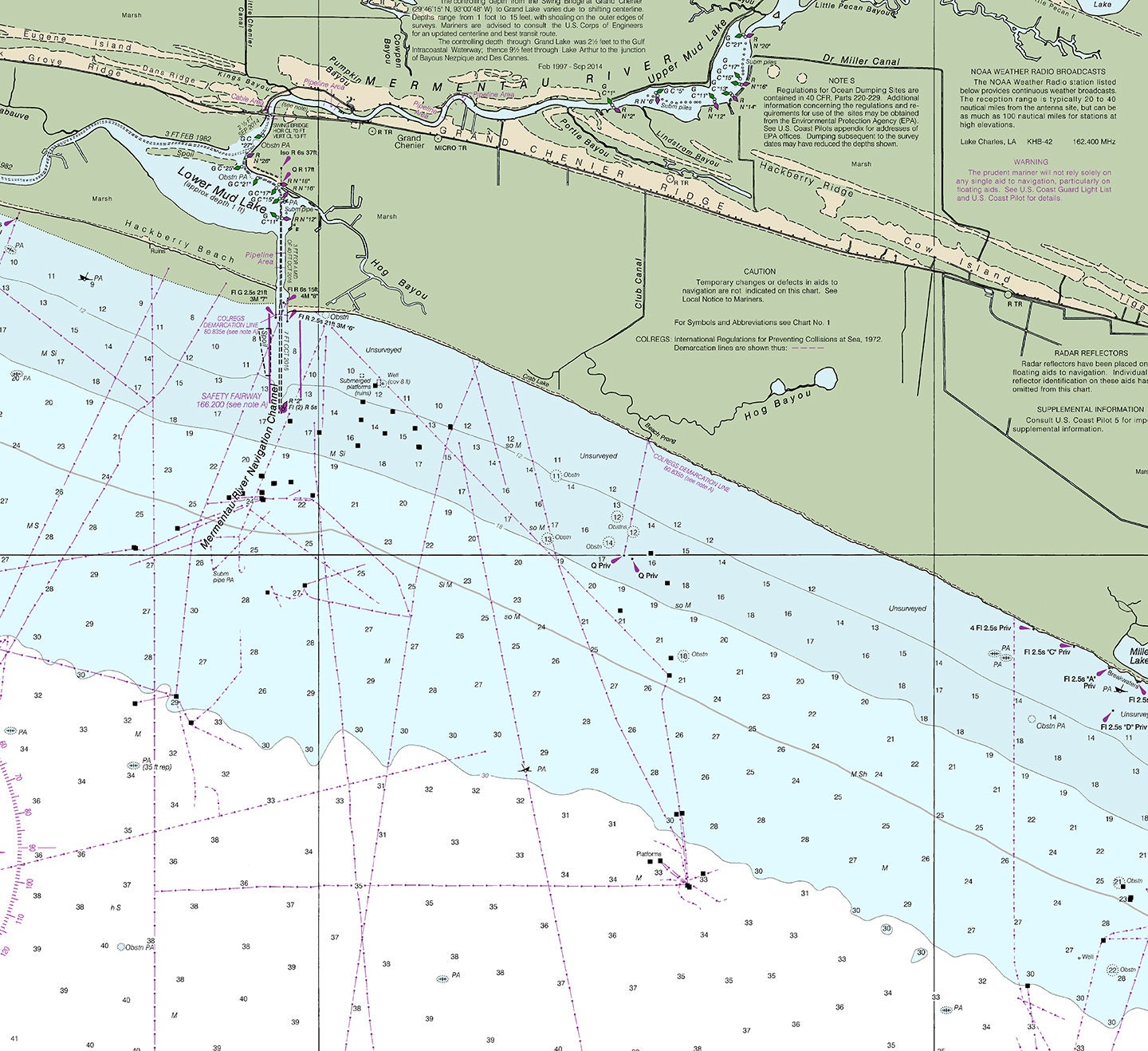Nautical Charts of Rollover Bayou to Calcasieu Pass | Etsy