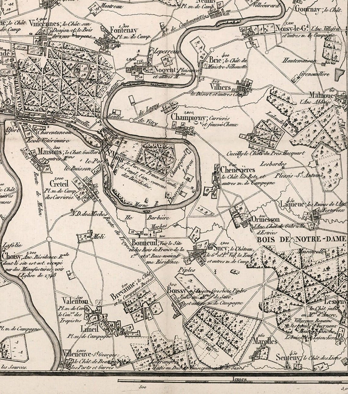Map of Paris, France, 1832. Restoration Hardware Home Deco Style Old ...