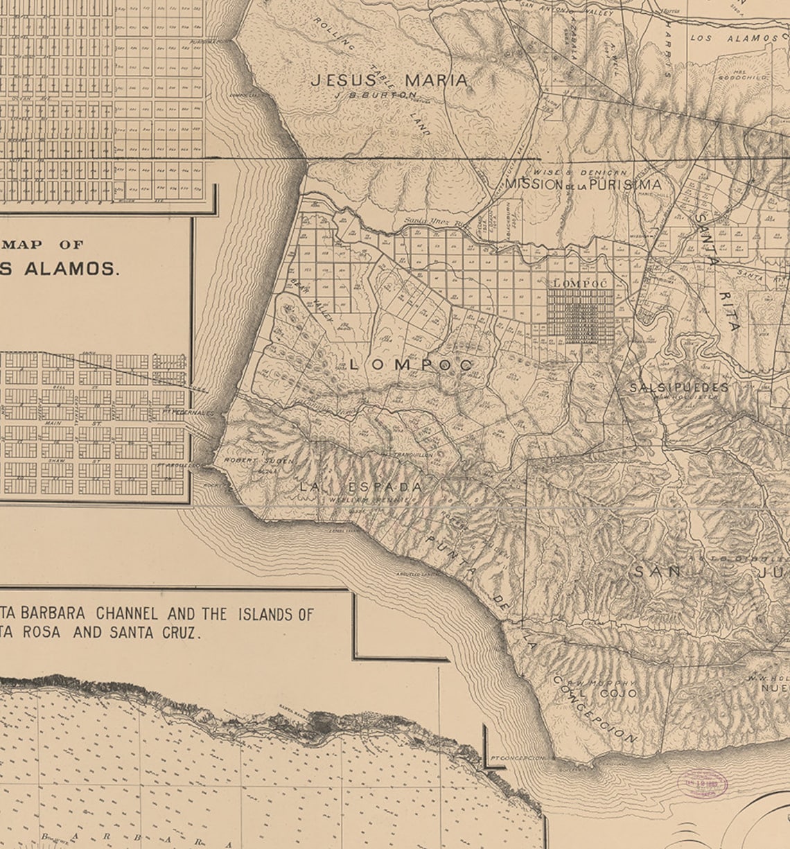 Map of Santa Barbara County State of California 1884. Vintage - Etsy