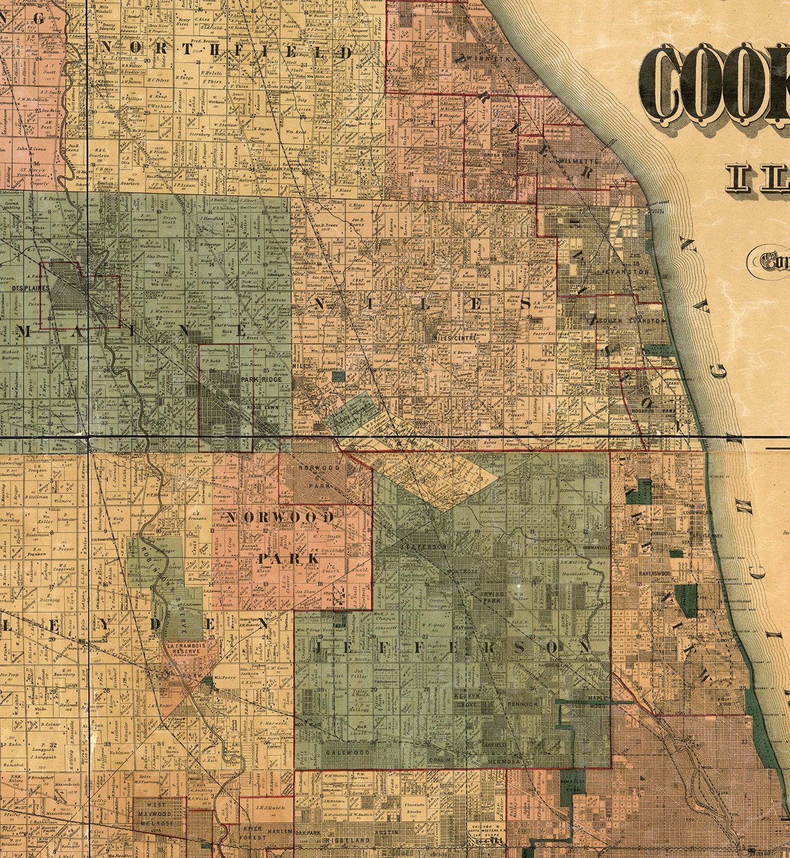 Map of Cook County Illinois. 1886. Vintage Restoration | Etsy