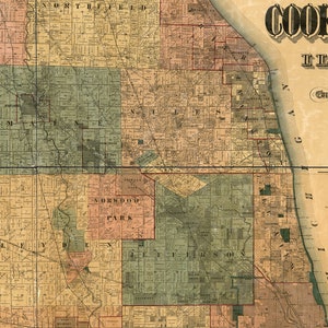 Map of Cook County, Illinois. 1886. Vintage Restoration Hardware Home ...