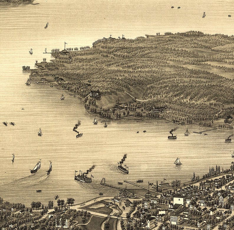 Map of Lake Geneva, Walworth Co., Wisconsin 1882, WI. Vintage ...