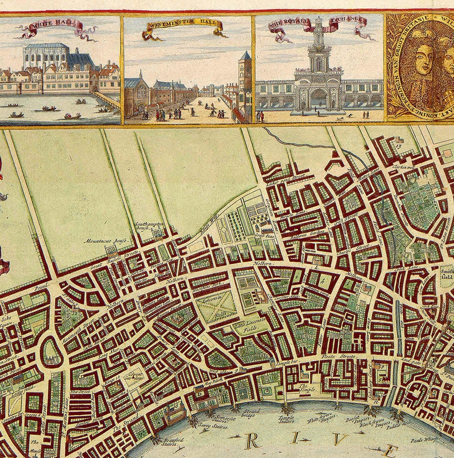 Historic 17th Century Map of London by W.hollar. Restoration - Etsy UK