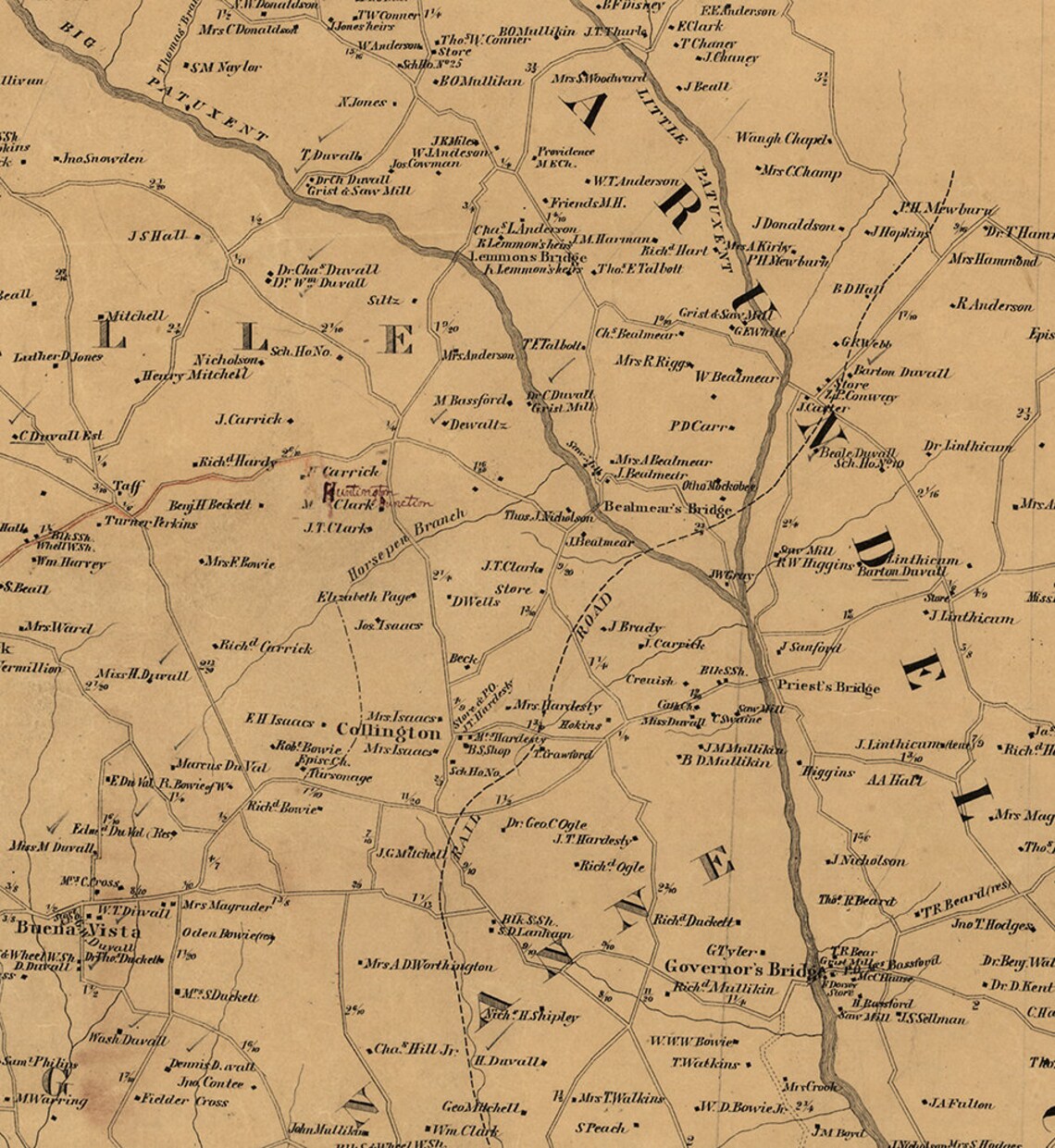 Map of Prince George's County Maryland MD. 1861. Vintage | Etsy