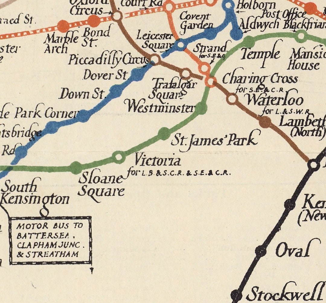 Map of London Underground. 1922. Vintage Home Deco Style Old | Etsy