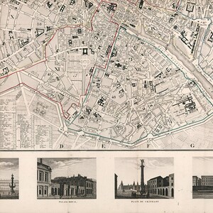 Map of Paris, France, 1843. Restoration Hardware Home Deco Style Old ...